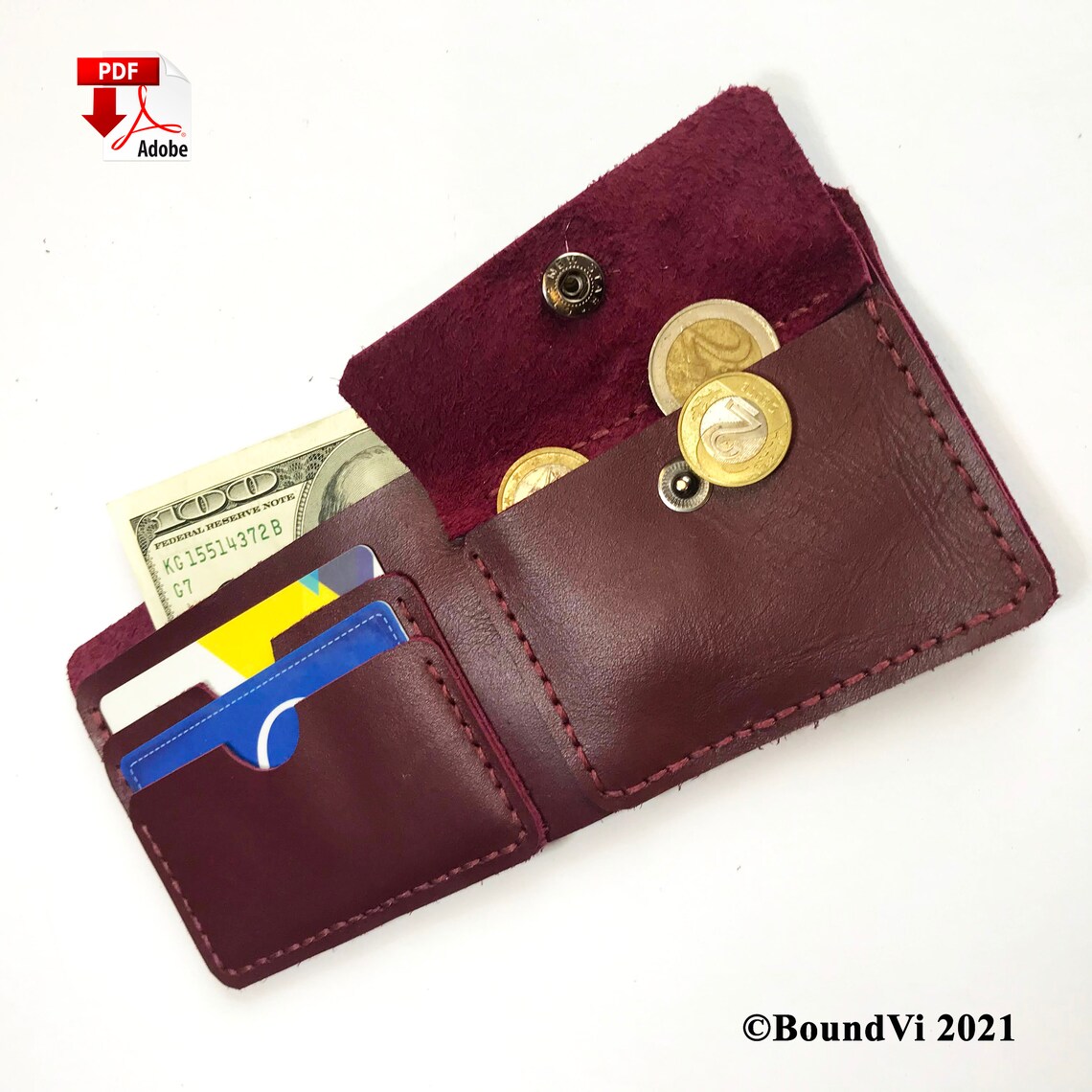 PDF wallet leather / wallet template / Long Wallet PDF / | Etsy