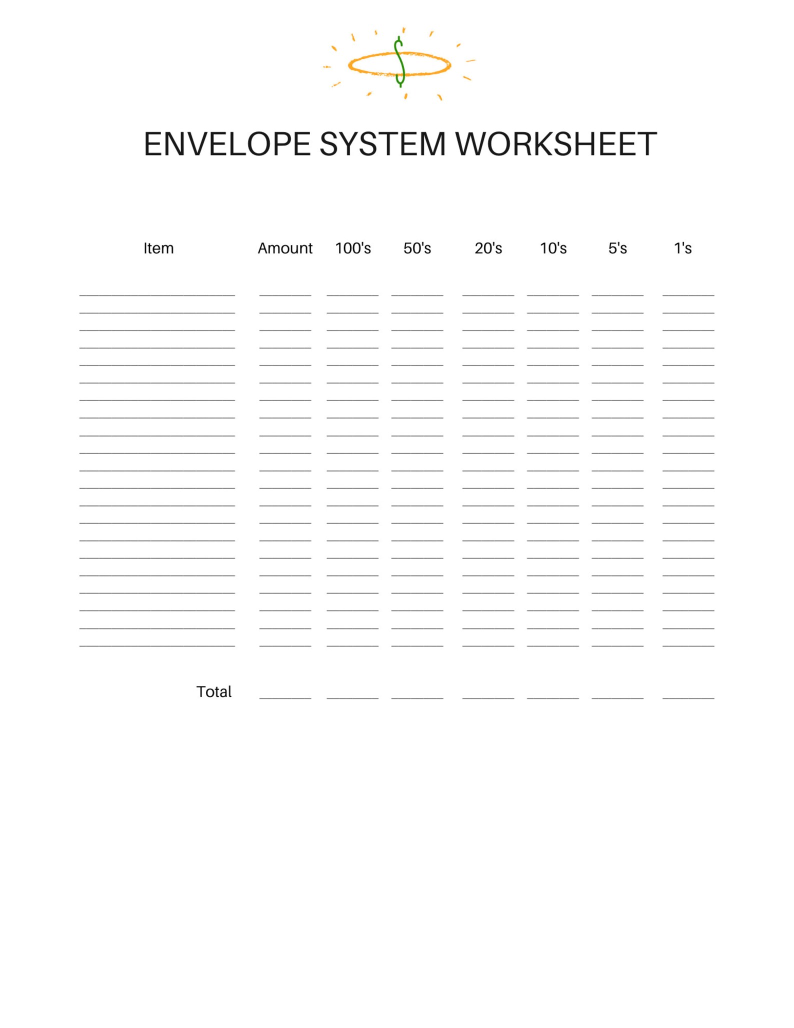 Printable Cash Envelope System Worksheet, Envelope System Printable ...