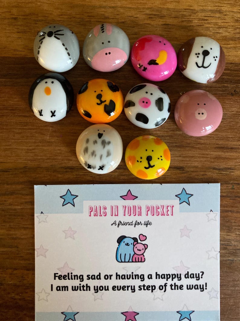 Pocket Pets, Little Animal Rocks. Self Care. Worries. Cute Painted ...