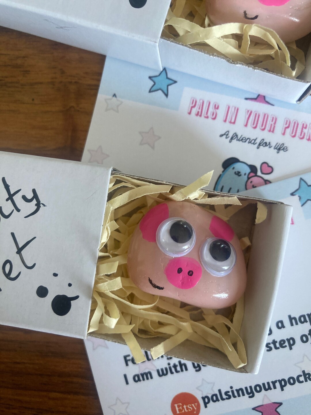 Positivity Pet Pebble Pig Worry Rock Pocket Pal Mindfulness Gift Animal ...