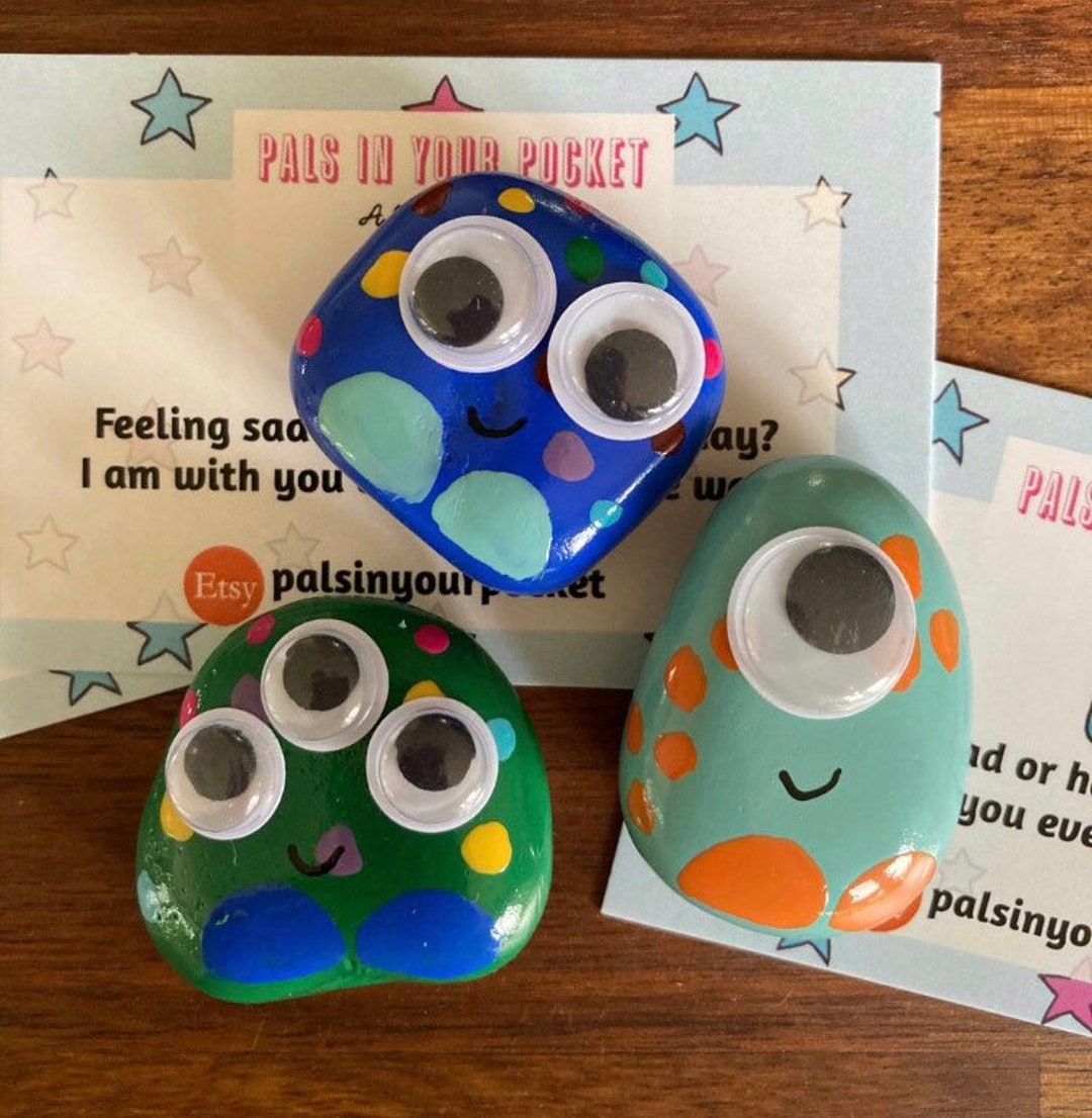 Large Worry Monster Rock, Monster Pet, Spotty, Stripes, Stone, Anxiety ...