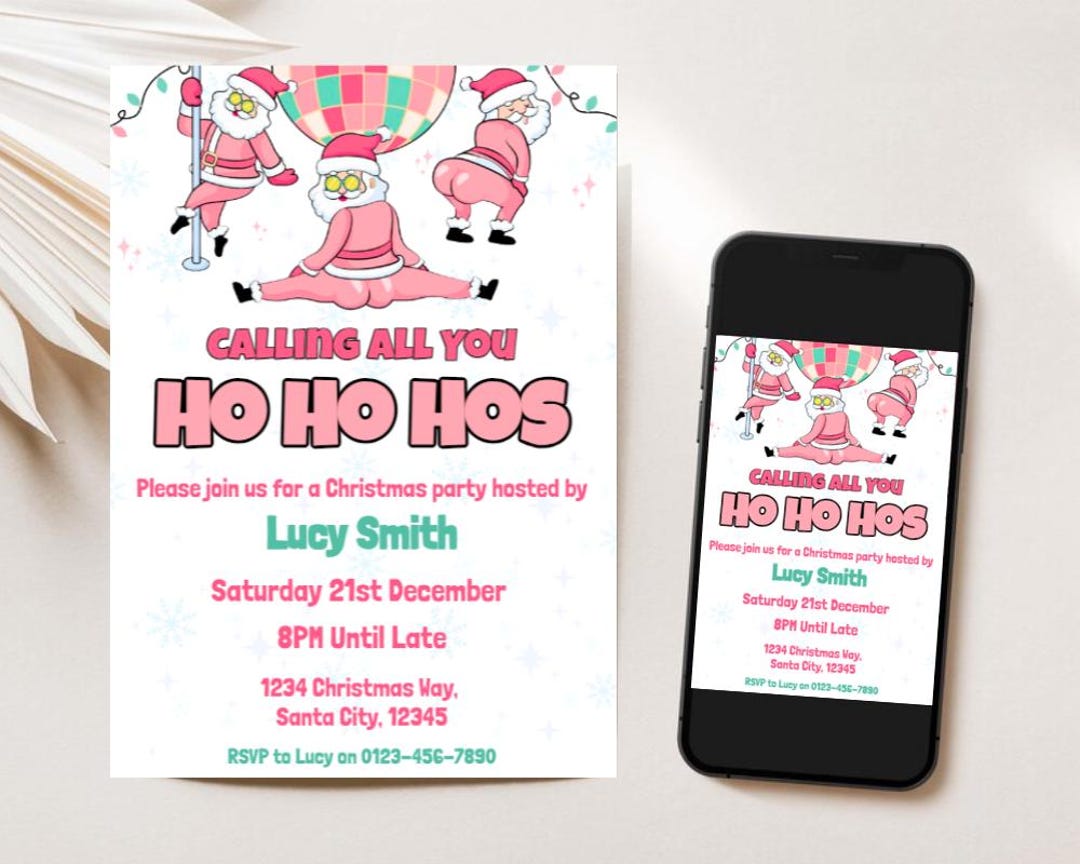 Instant Download Funny Friendsmas Party Invite, Calling All You Ho Ho ...