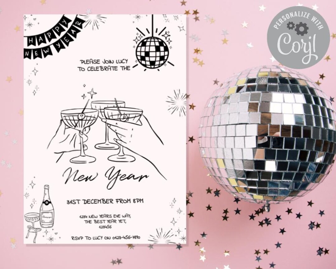 Instant Download New Years Party Invite, New Years Eve Invitation ...