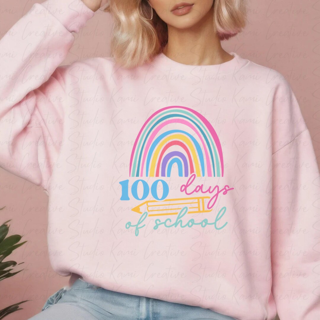 100 Days of School Rainbow Design, Back to School Png, Teacher ...