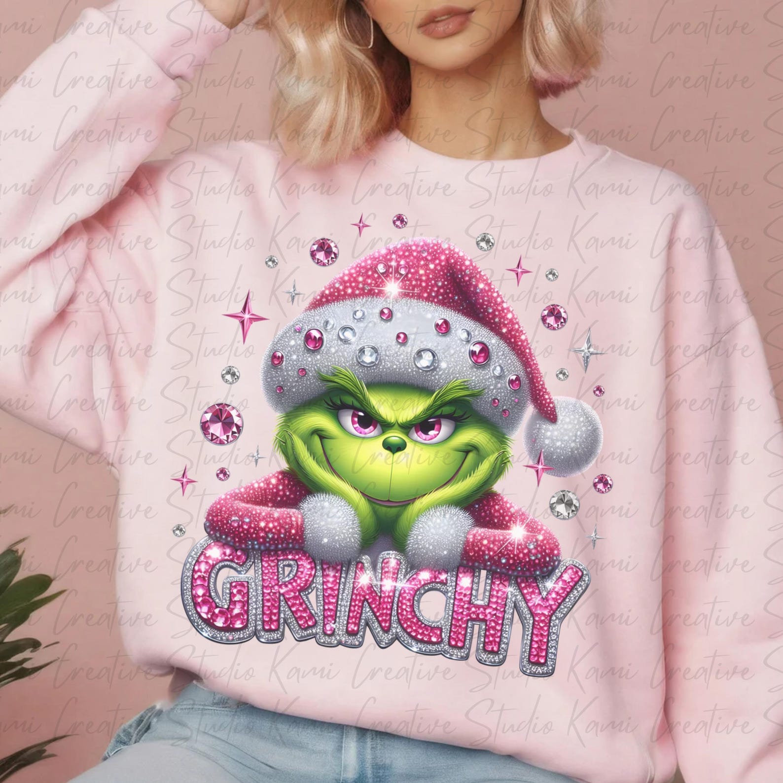 Pink Rhinestone Christmas Png, Merry Christmas Png, the Grinch ...