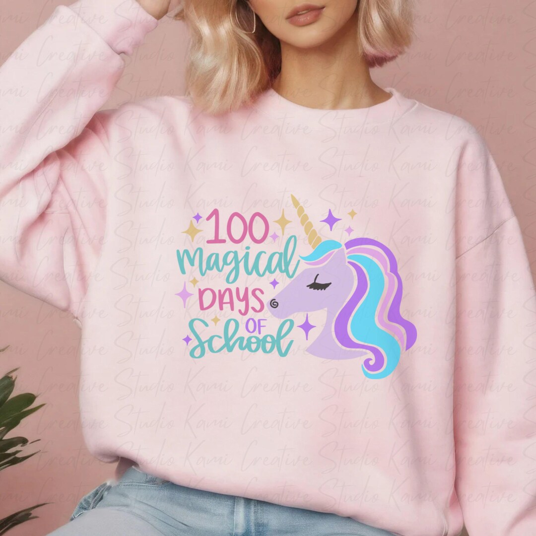 100 Magical Days of School Unicorn PNG, School Days Celebration Clipart ...