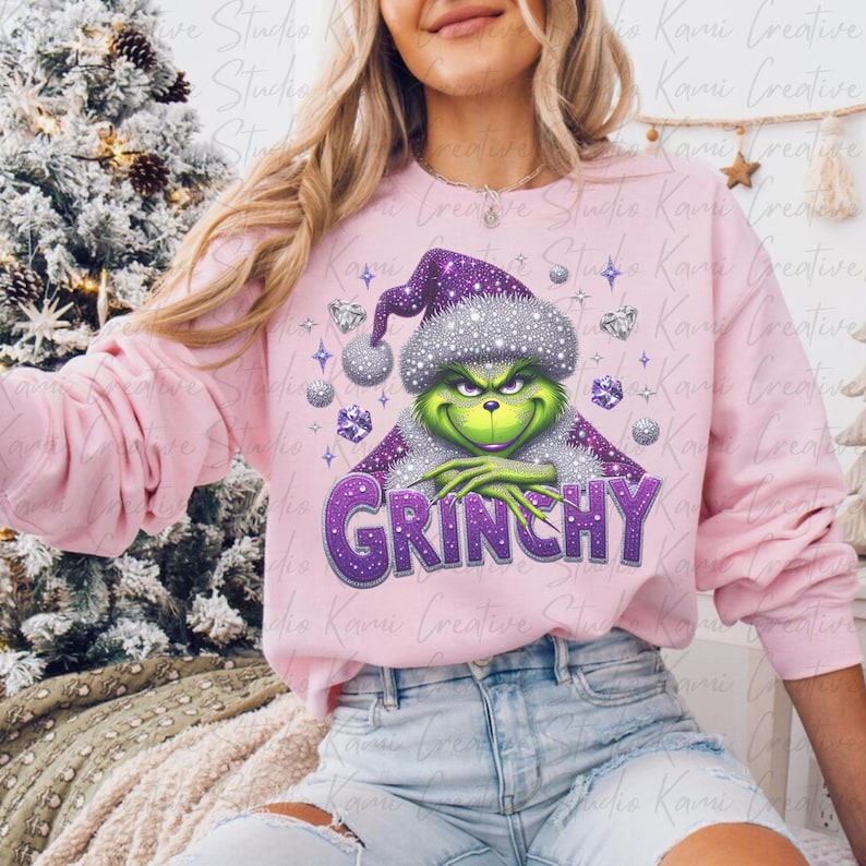 Purple Rhinestone Christmas Png, Merry Christmas Png, the Grinch ...