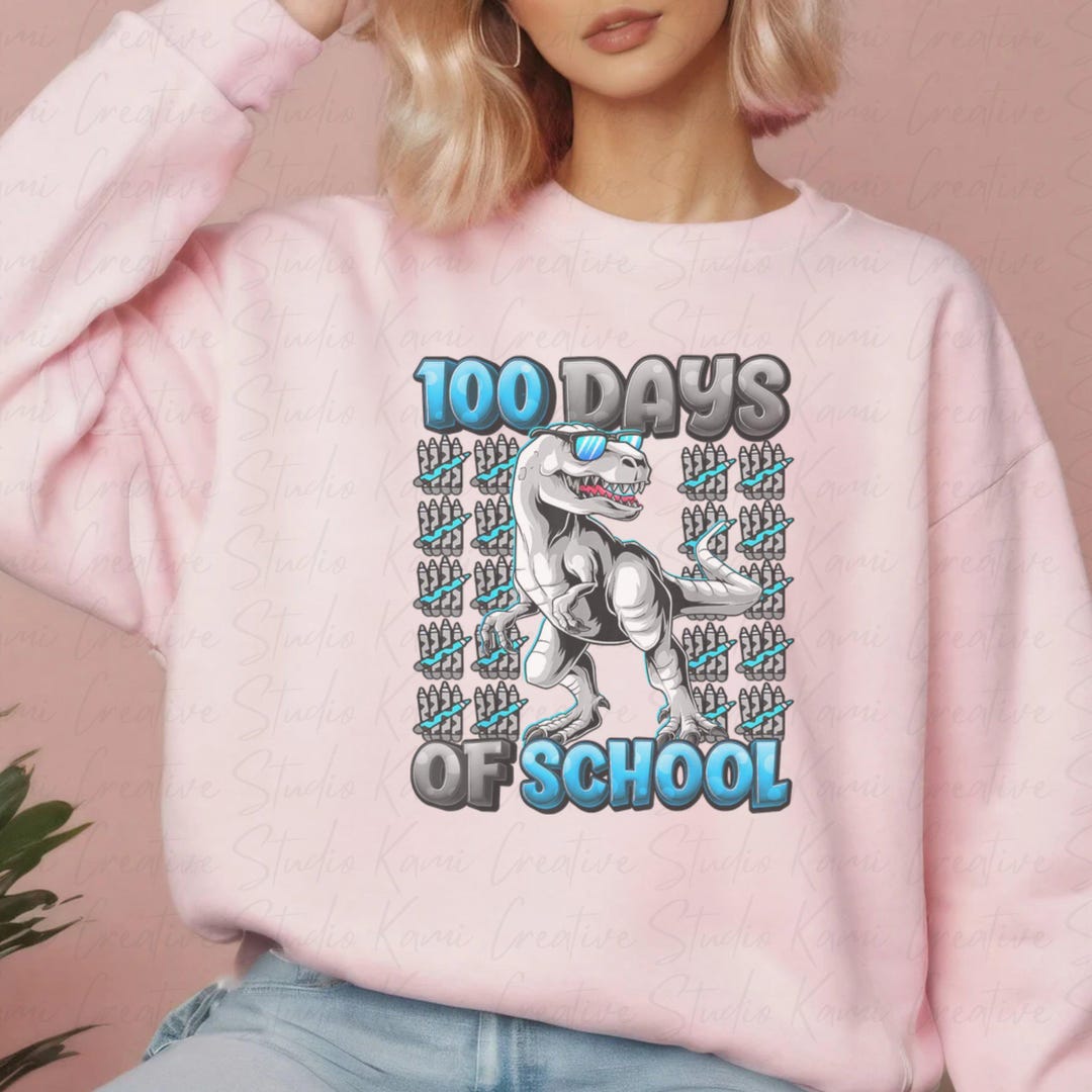 100 Days of School Dinosaur PNG, Cool T-rex Digital Download, 100 Days ...