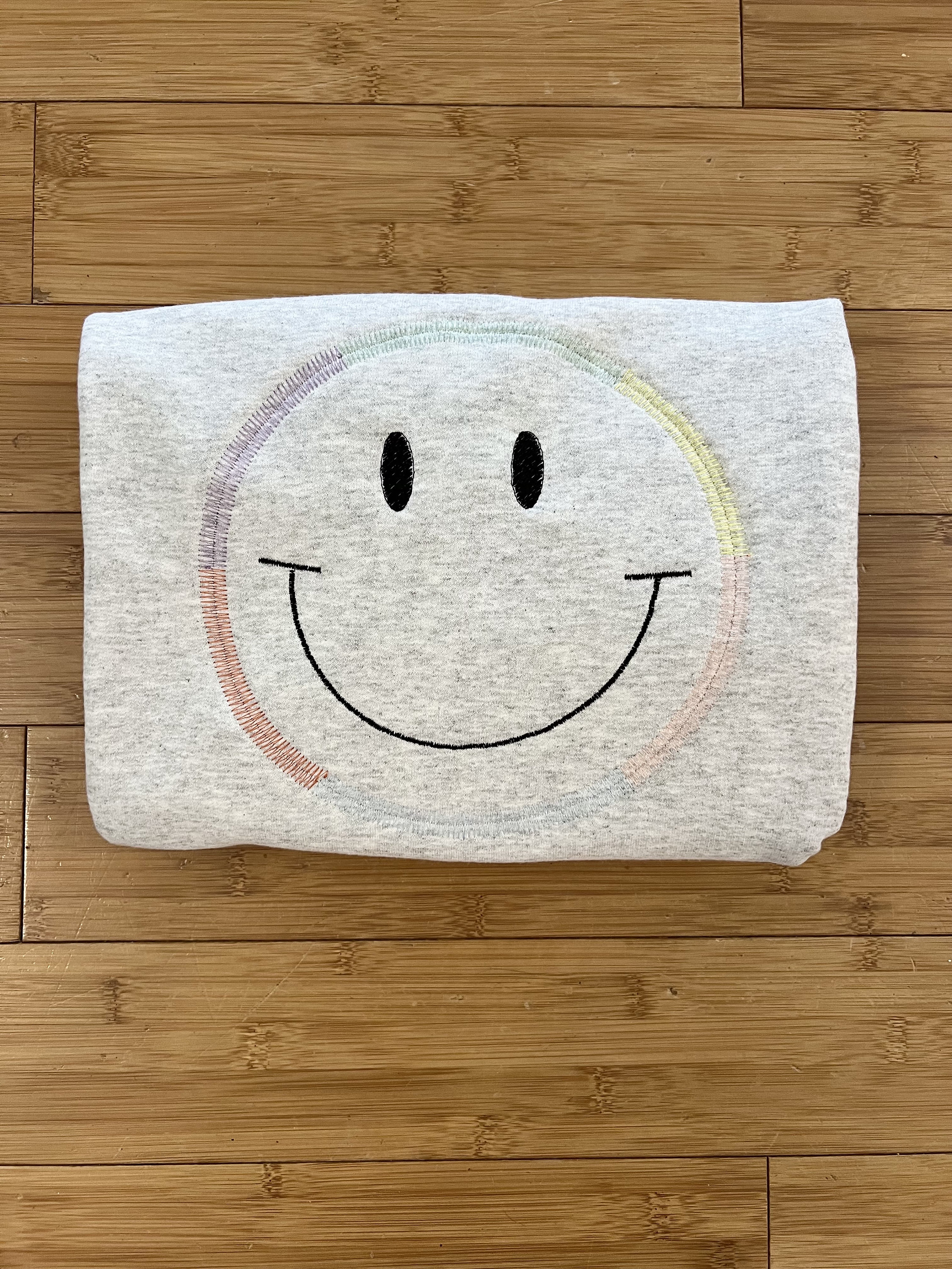 Smiley Face Embroidered Sweatshirt - Smiley Face Sweatshirt - Retro ...