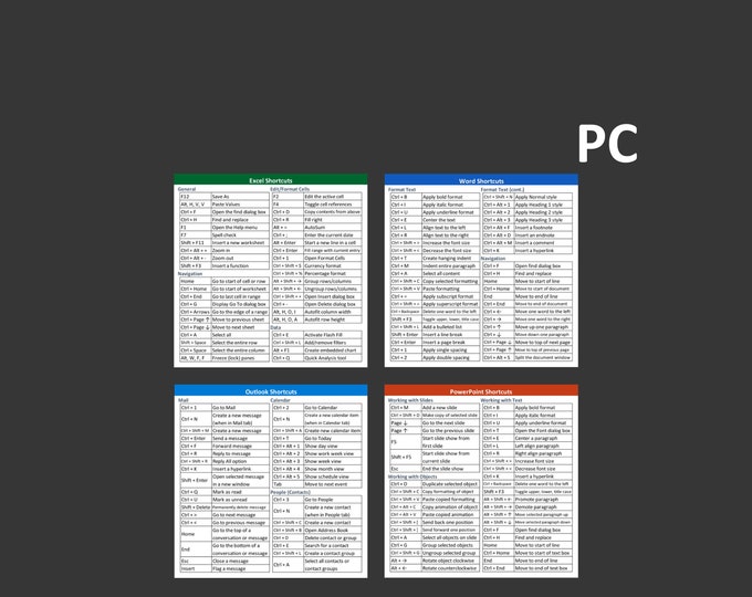 Excel Shortcuts Mouse Pad PC - Etsy