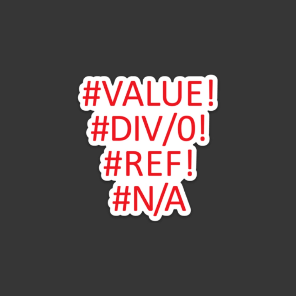 Excel Errors Sticker | Etsy