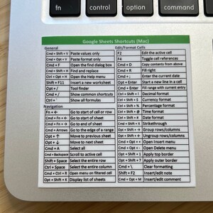 Google Sheets Shortcuts Sticker (mac) - Etsy