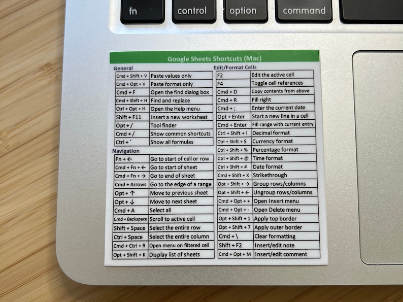 Google Sheets Shortcuts Sticker (mac) - Etsy