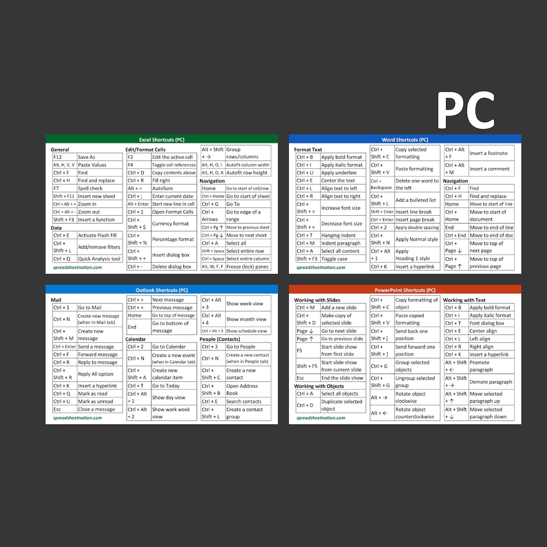 Large Office Shortcuts Stickers (PC) 3" X 5" Sticker for Laptop or Desk ...