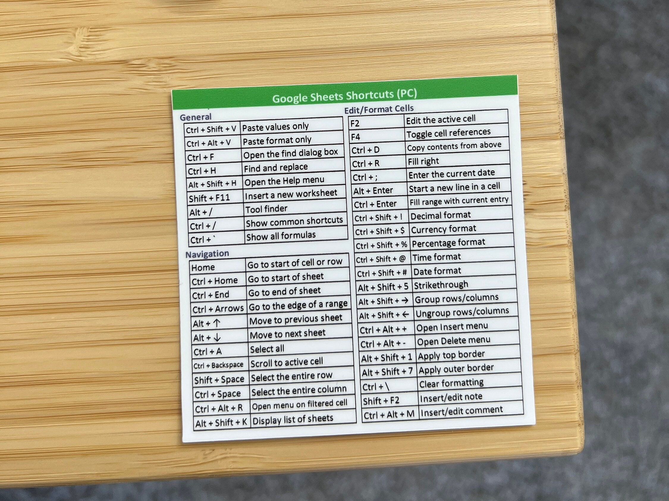 Google Sheets Shortcuts Sticker (PC) - Etsy