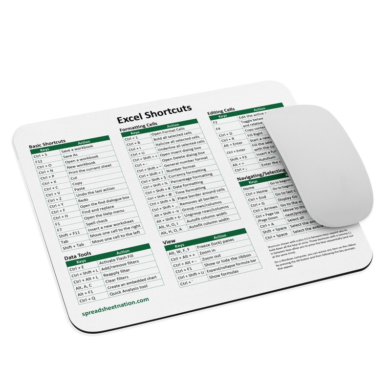 Excel Shortcuts Mouse Pad windows - Etsy