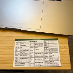 Large Excel Shortcuts Sticker (mac) 3" X 5" Sticker for Laptop or Desk ...