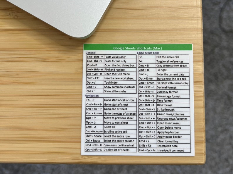 Google Sheets Shortcuts Sticker (mac) - Etsy
