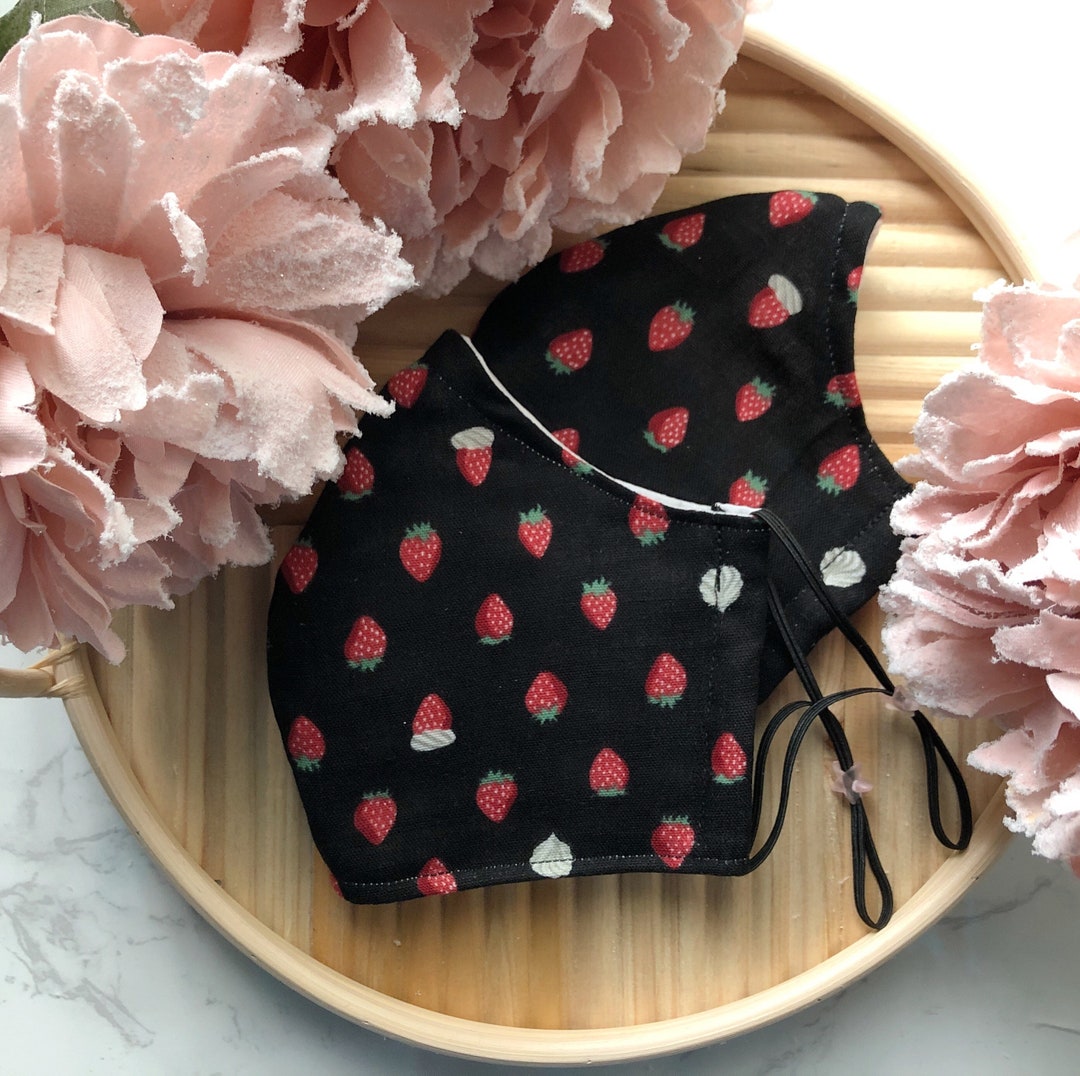 Strawberries |double Layered Adult Face Mask | Lightweight Double Gauze ...