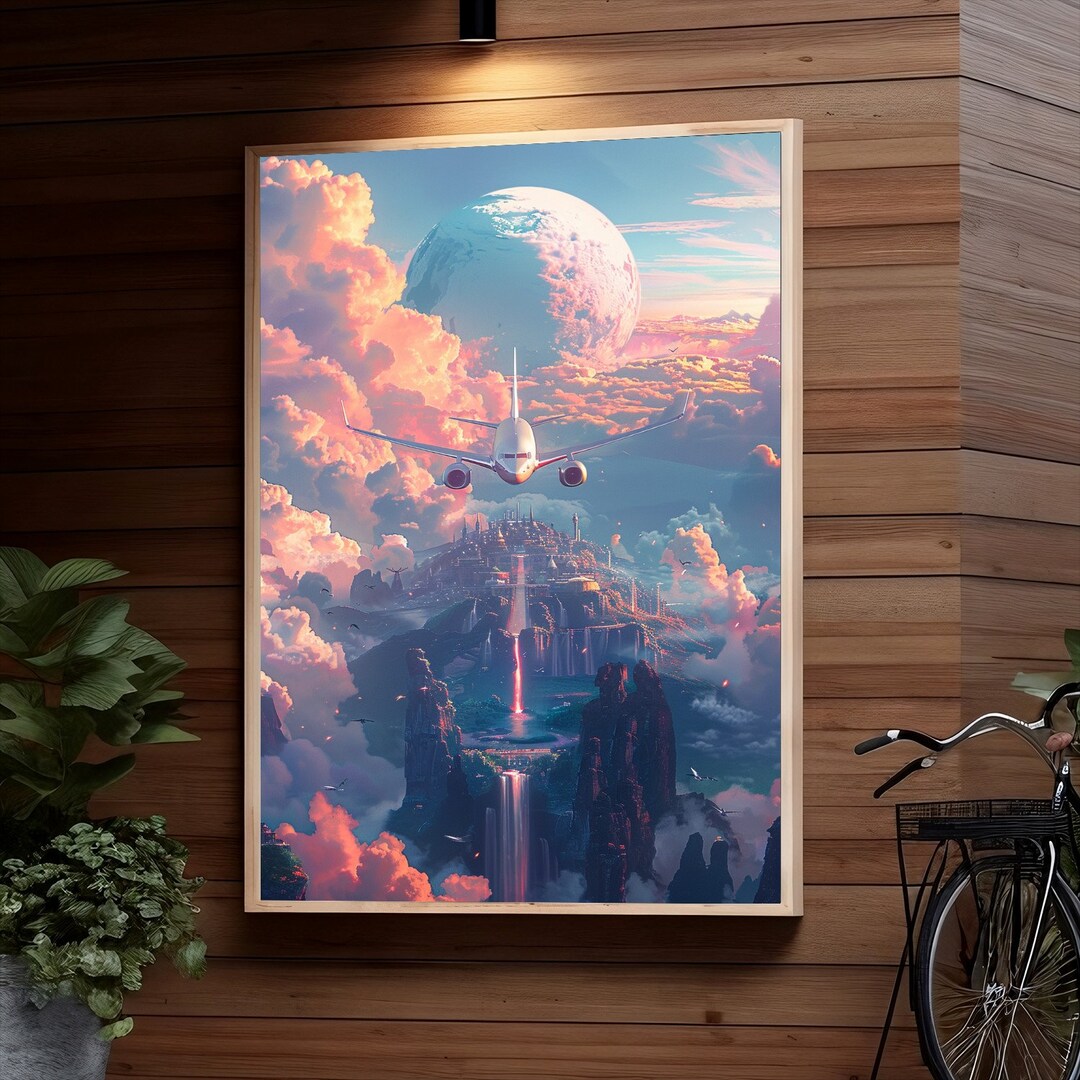 Travel Art Print Fantasy Landscape Surreal World Adventure Decor ...