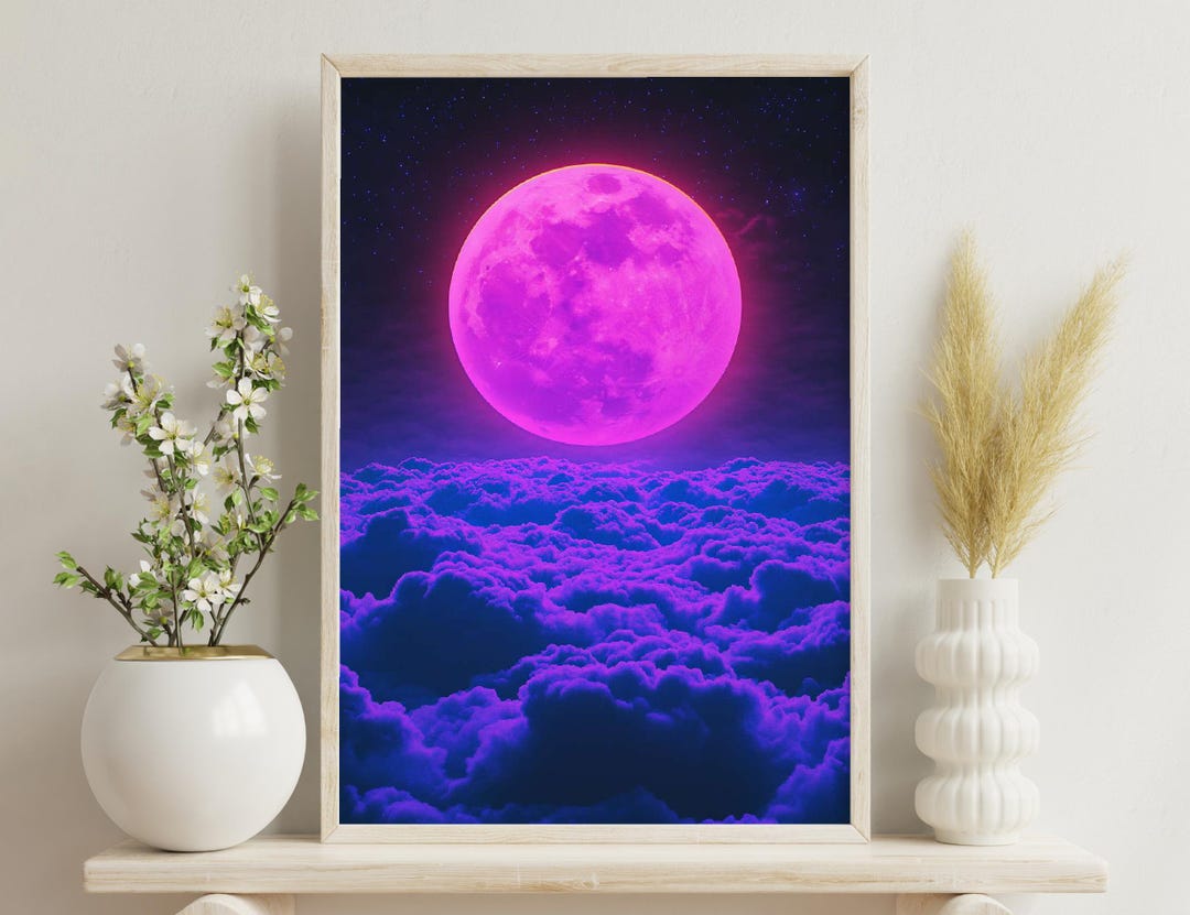 Purple Moonrise, Purple Moon, Fantasy Sky, Perfect for Wall Decor ...