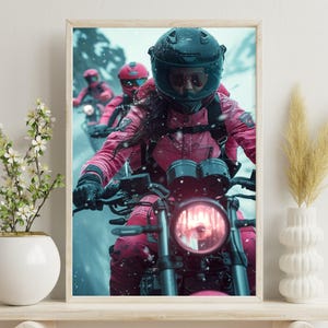 Daring Snowbound Motorcycle Adventure AI Art, Perfect for Home Decor ...