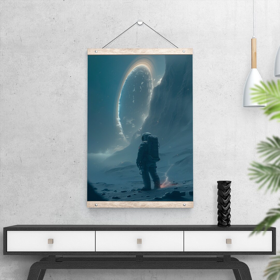 Lone Astronaut Encounters Cosmic Anomaly on Ice Digital Art Print AI ...