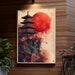 Japanese Temple Sunset Wall Art Asian Landscape Digital Print Nature ...
