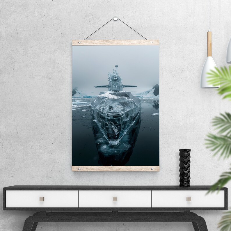 Frozen Submarine Expedition in Icy Arctic Waters Digital Art Print AI ...