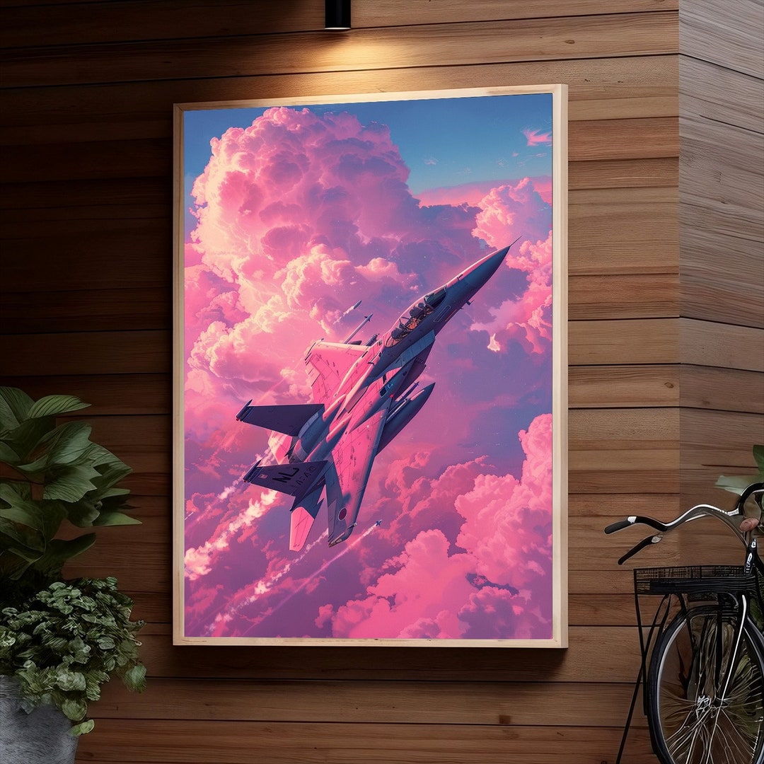 Fighter Jet Sunset Print Aviation Wall Art Air Force Decor Military ...