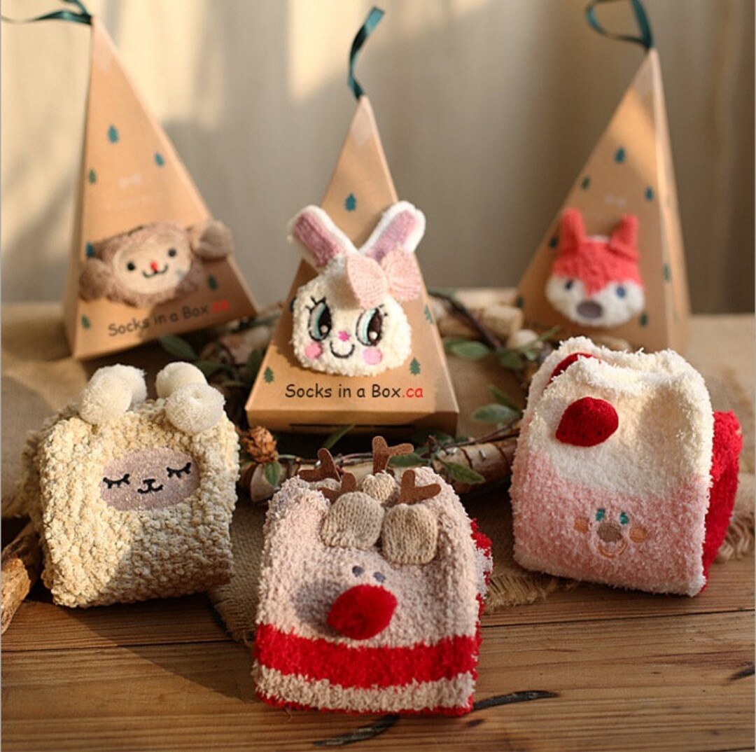 Christmas Plushy Fluffy Socks, Socks in a Box, Holiday Socks, Boxed ...