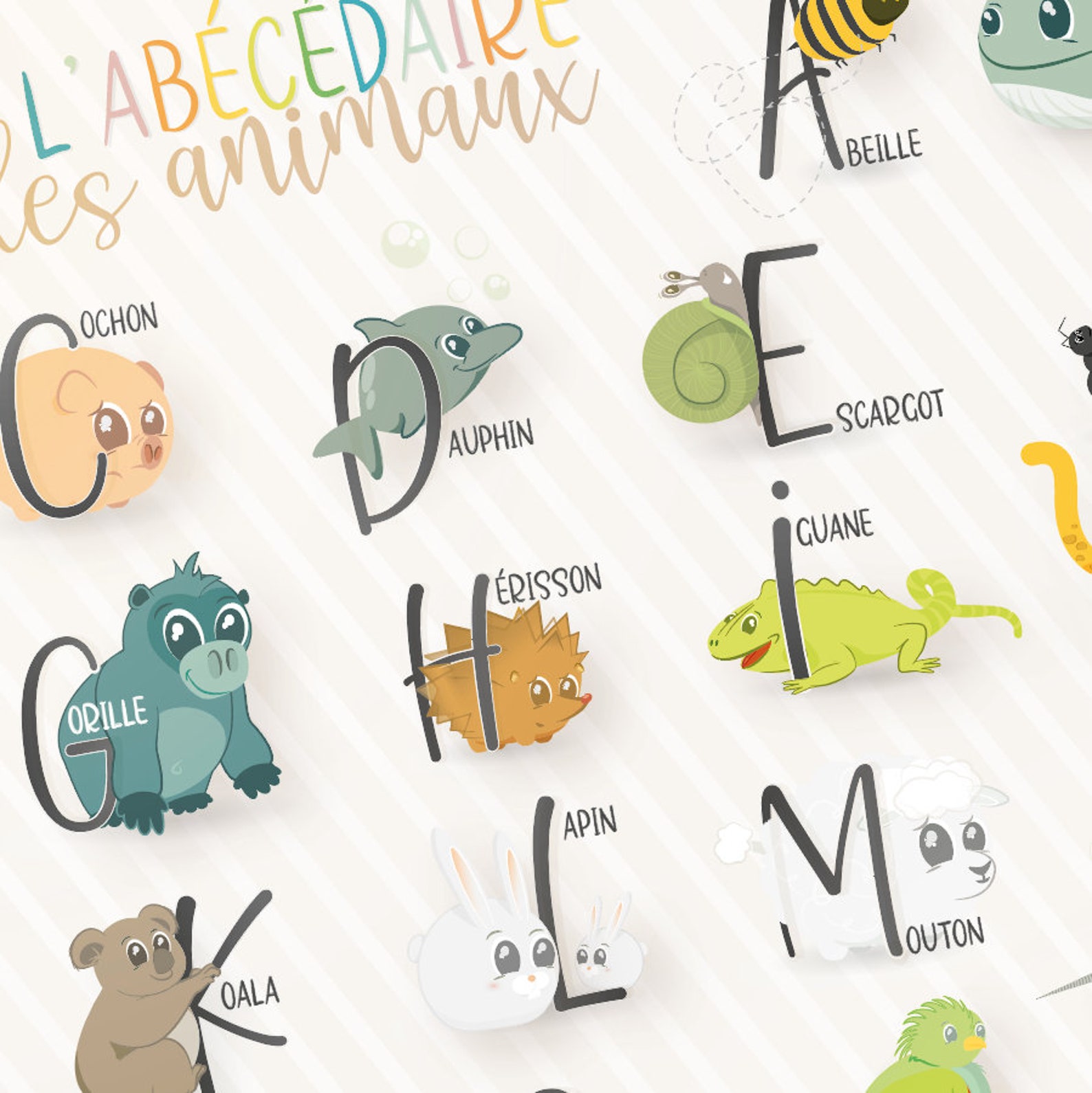 ABC degli Animali - Bianco - PDF Stampabile - Bambini/asilo/primarie ...