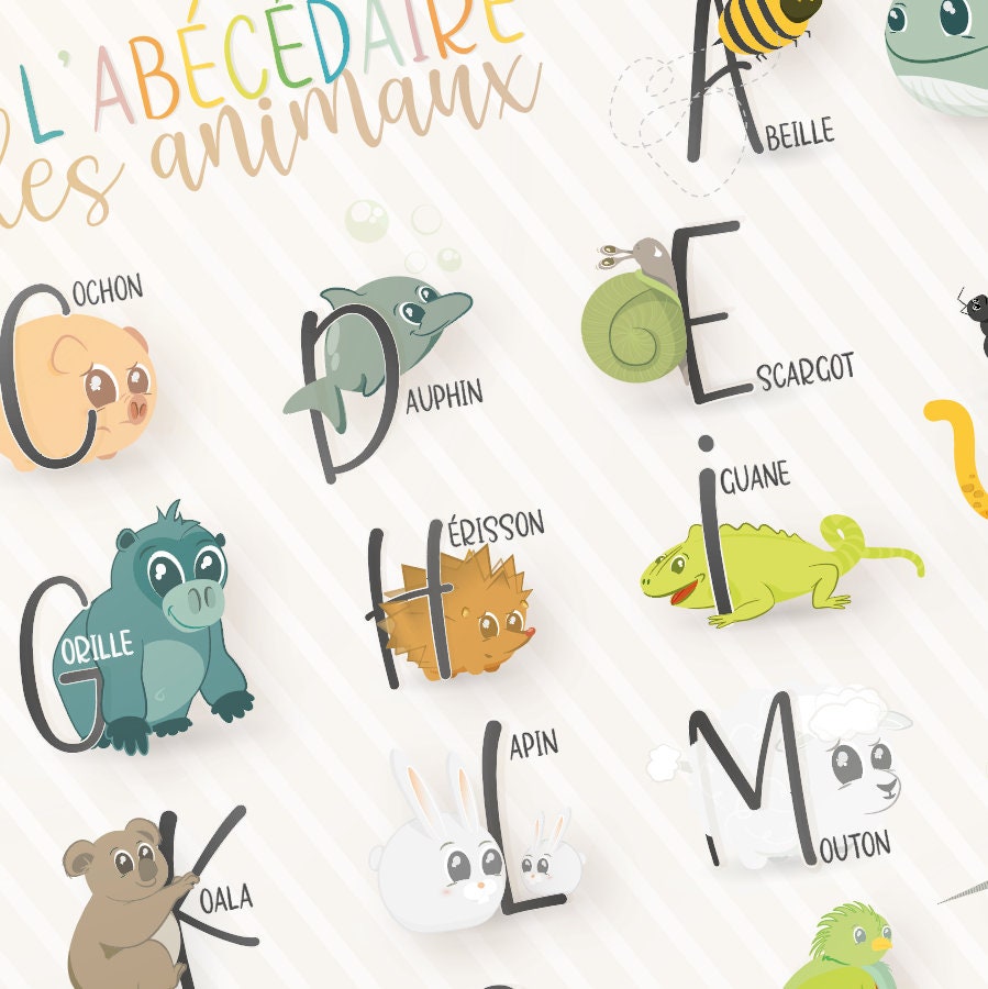ABÉCÉDAIRE des Animaux Blanc PDF Printable Enfants / maternelle ...