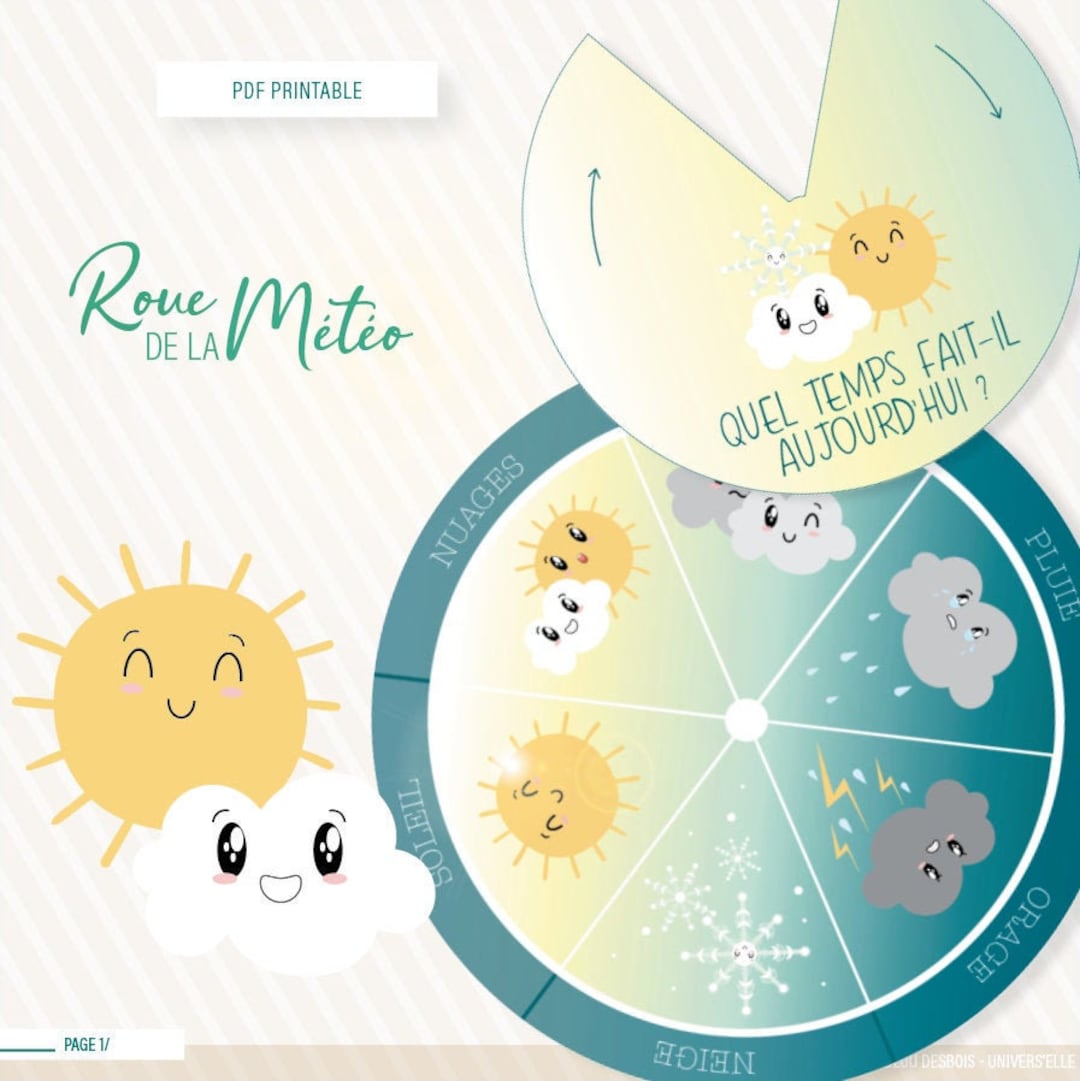 WEATHER WHEEL - Blue - Printable PDF - Rituals / Children ...