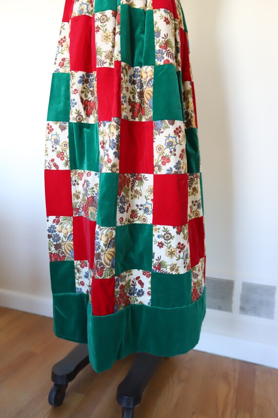 1970s Vintage Velvet Patchwork Christmas Skirt - Gem