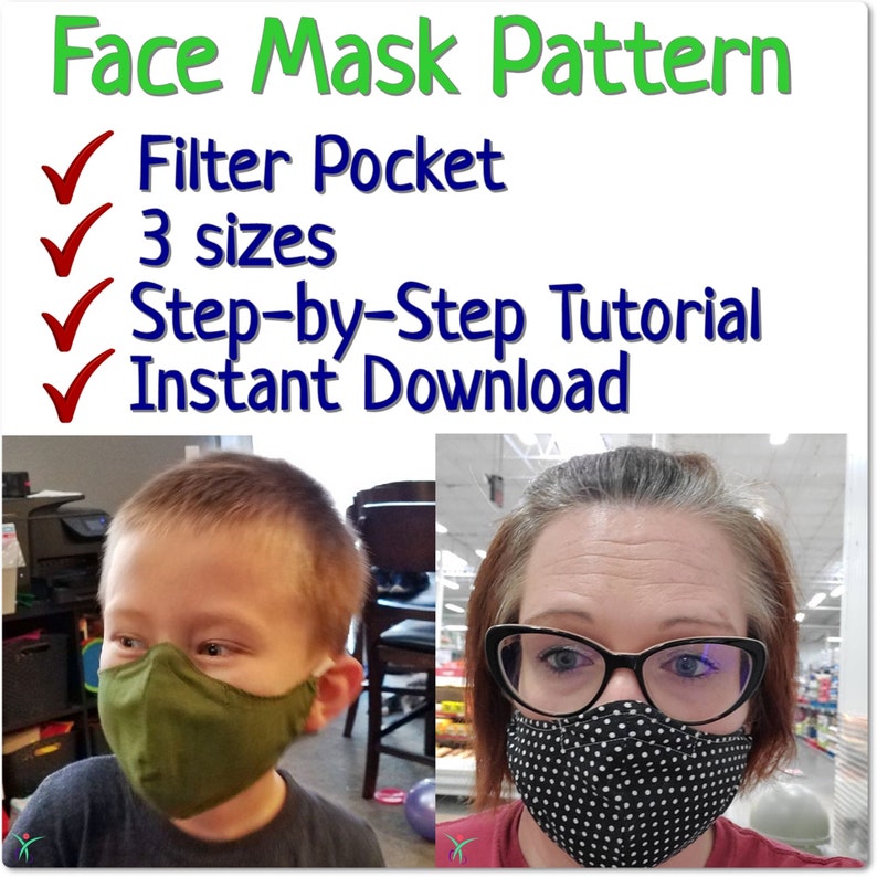 Face Mask Pattern With Nose Wire and Filter Pocket, Full Sewing ...