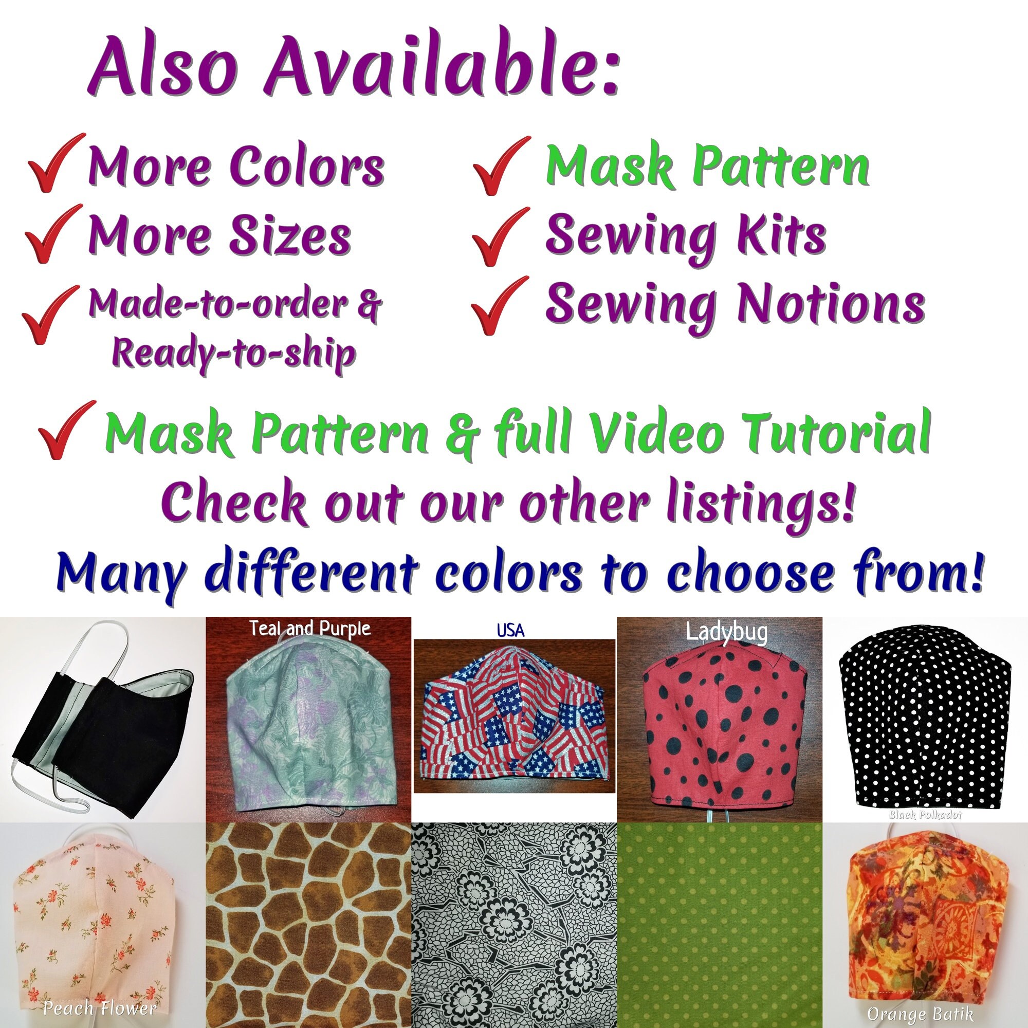 Face Mask Pattern With Nose Wire and Filter Pocket, Full Sewing ...