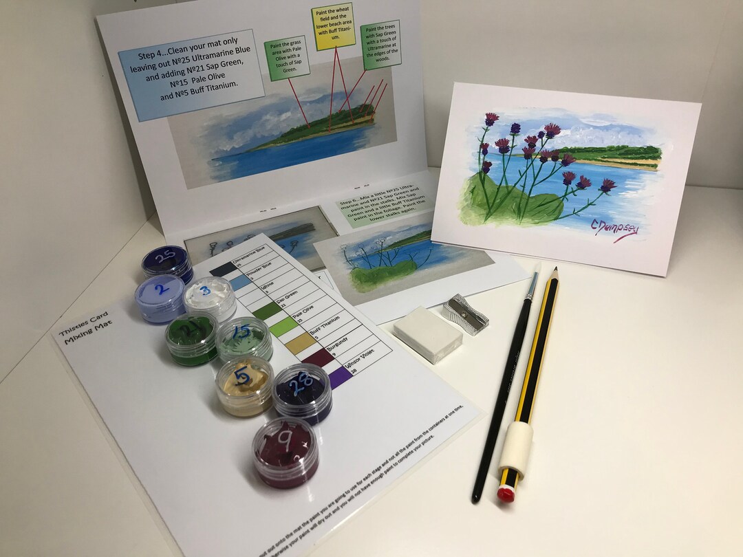 Paint a Card Kit - Thistles - Etsy