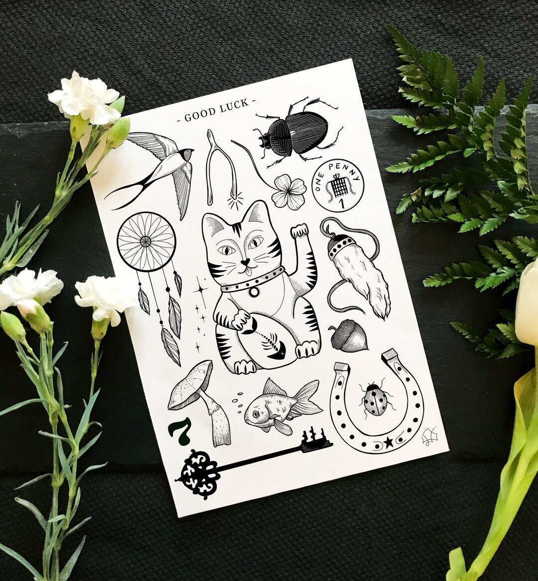 Good Luck A4 Art Print Illustration Handdrawn - Etsy