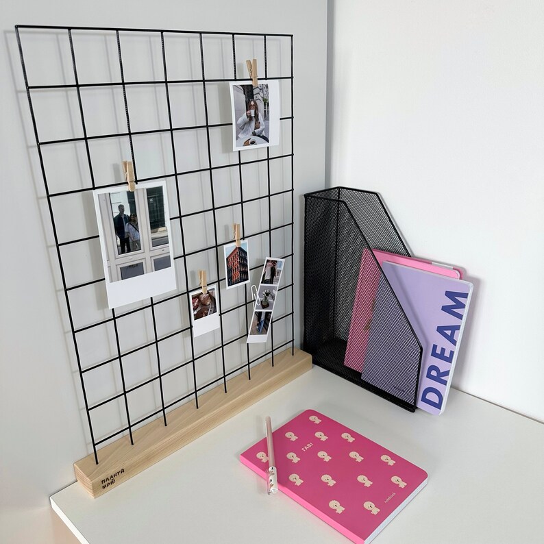 Tabletop Grid With Stand, Photo Stand, Metal Mood Board, Home Office ...