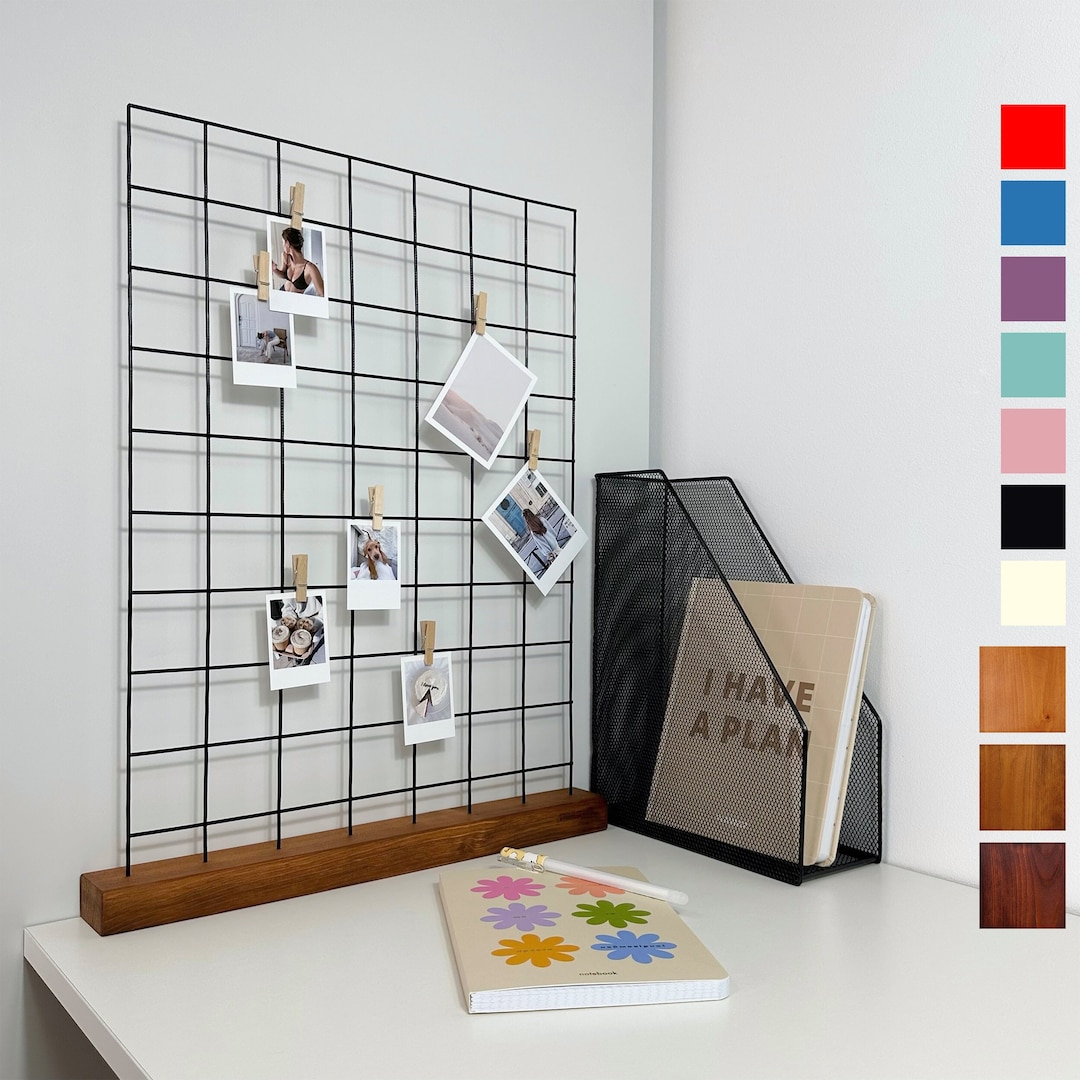 Wooden Holder, Mood Board, Photo Frame, Wire Memo Board, Metal Grid ...