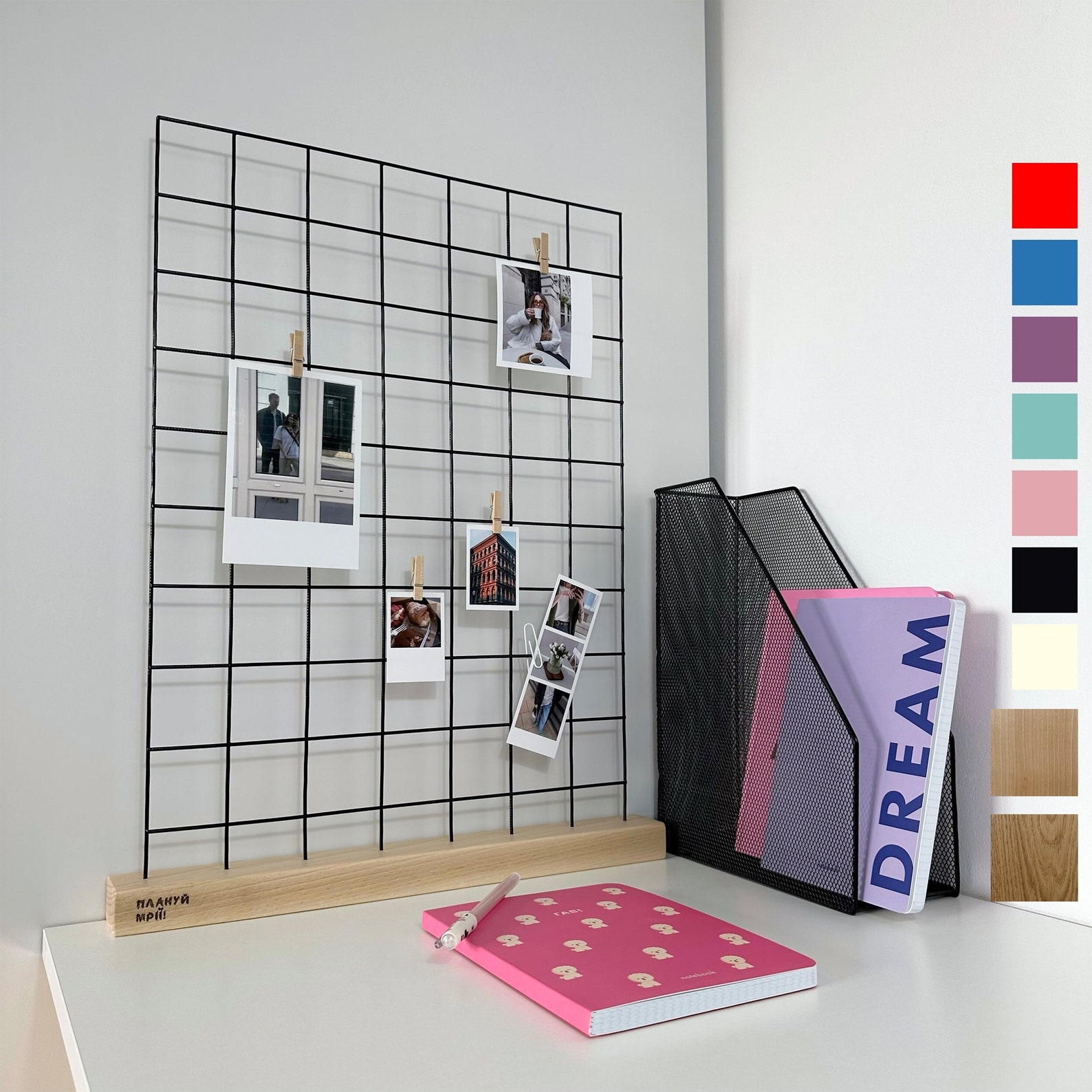Tabletop Grid With Stand, Photo Stand, Metal Mood Board, Home Office ...