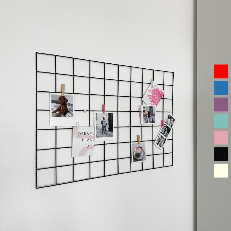 Wire Wall Grid, Mood Board, Photo Frame, Wire Memo Board, Metal Grid ...