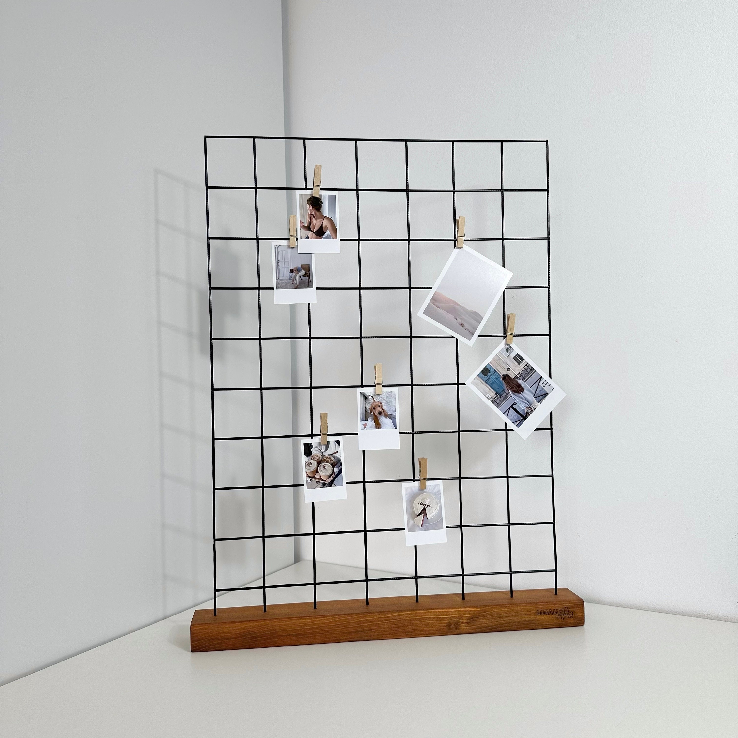 Wooden Holder, Mood Board, Photo Frame, Wire Memo Board, Metal Grid ...