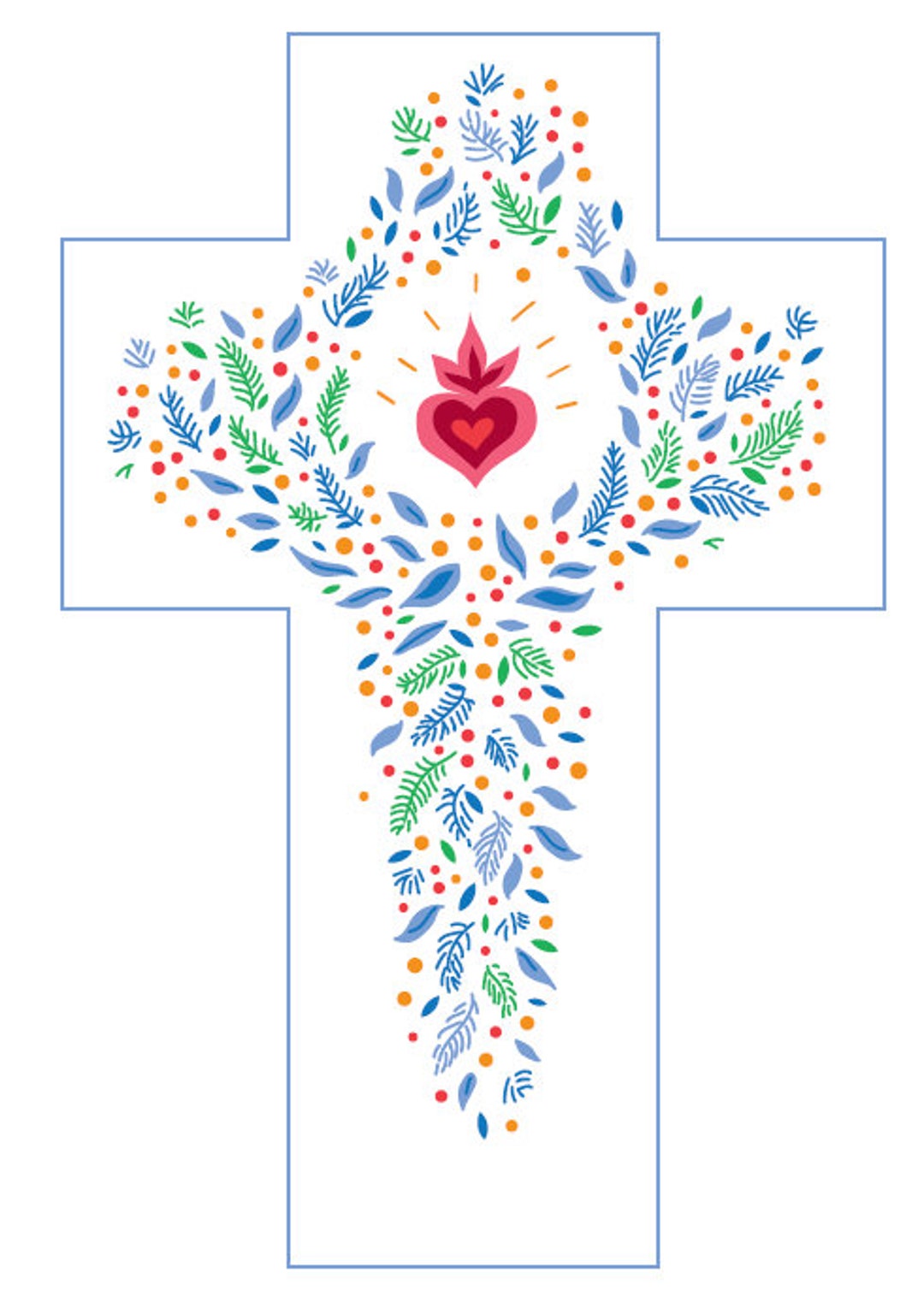 White Praise Cross - Sacred Heart - 15x10cm - Etsy