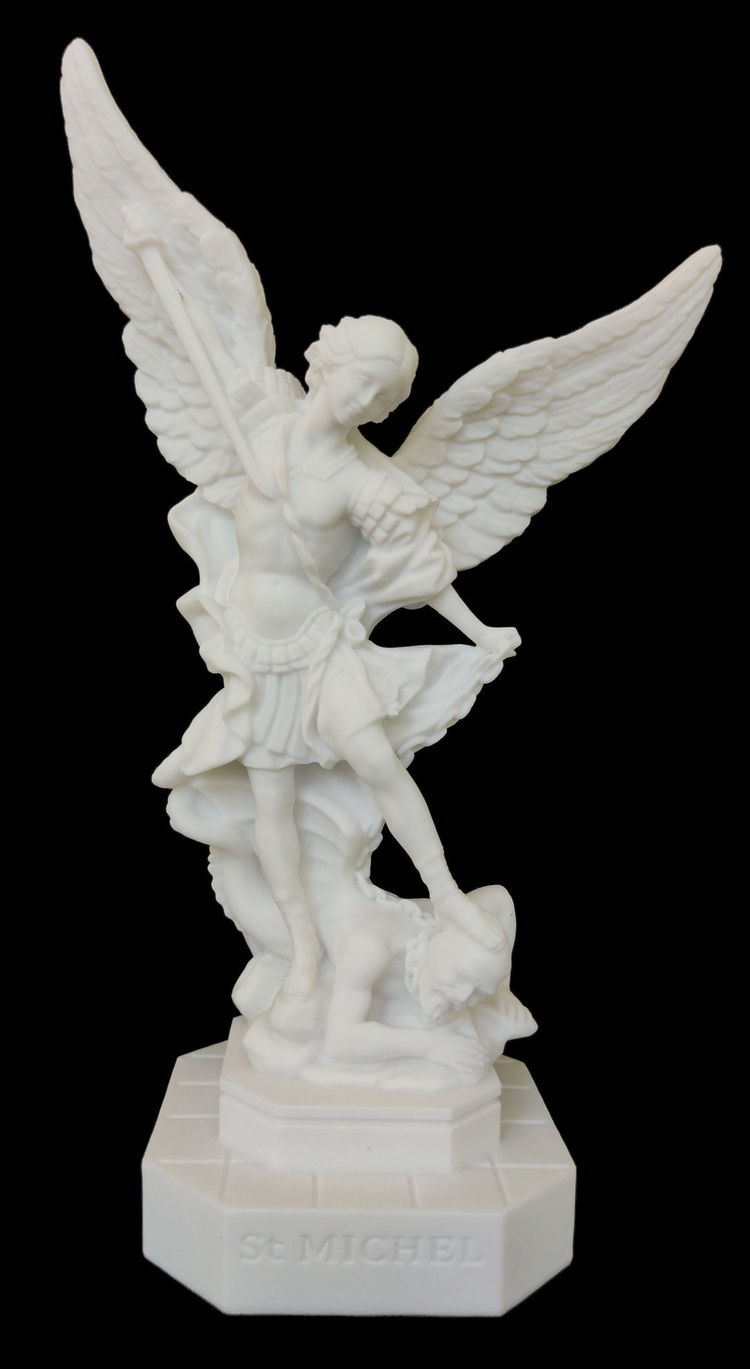 St Michael Alabaster Statue 50cm White - Etsy