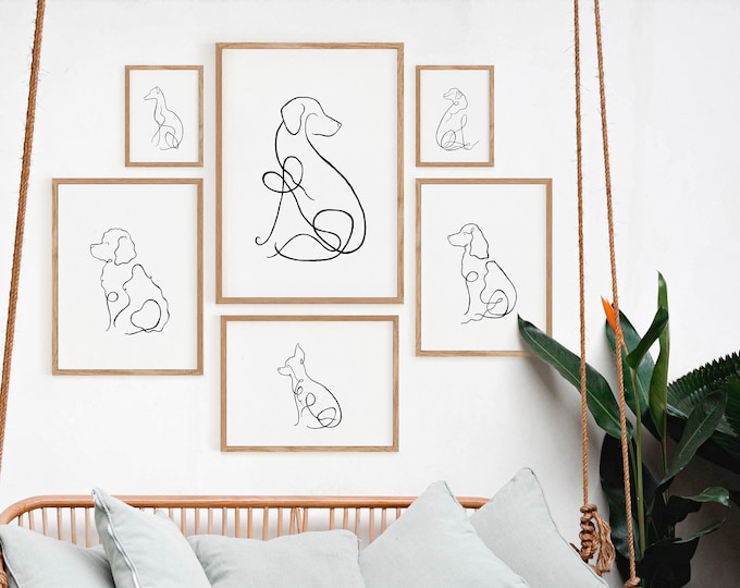 Personalised Dog Print Gift Dog Line Drawing Custom Pet Portrait - Etsy