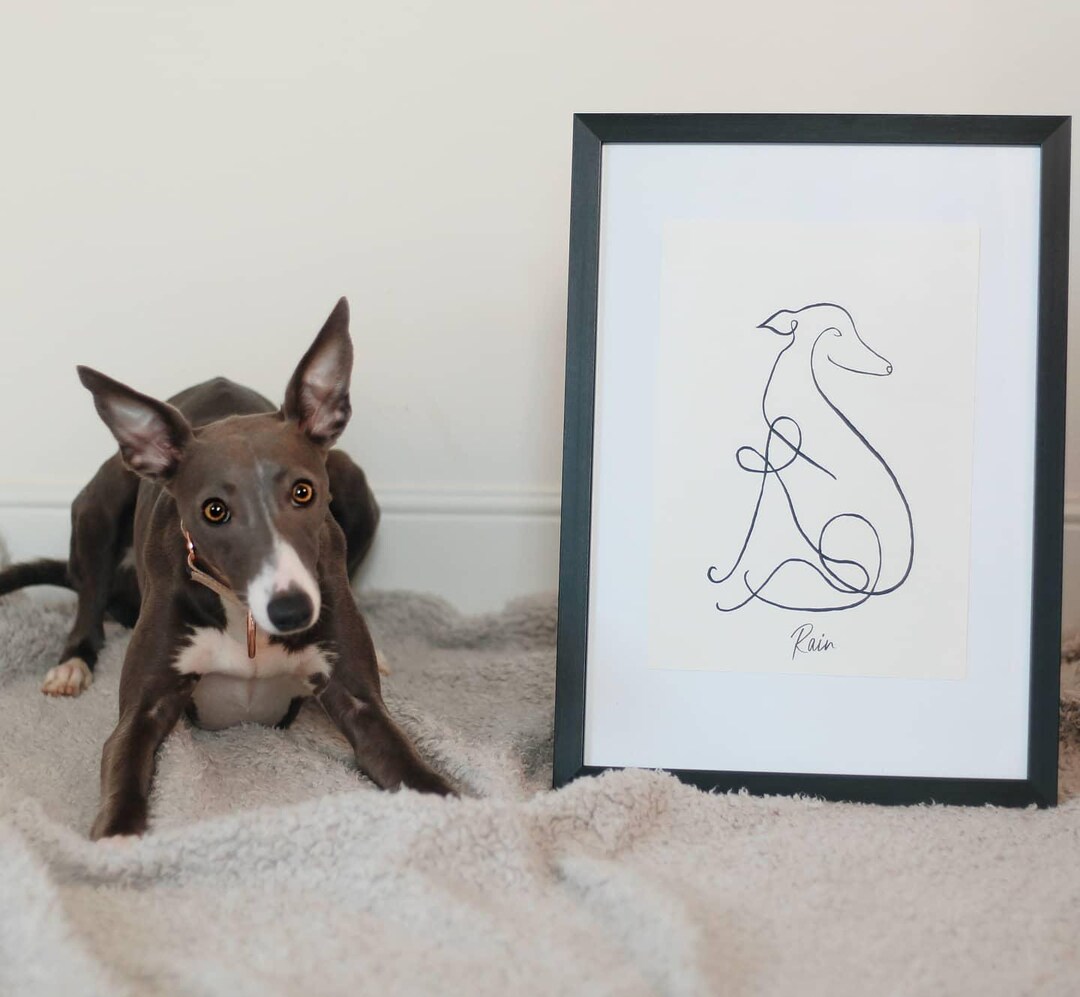 Personalised Whippet Print, Minimalist Whippet Line Art Print, Whippet ...