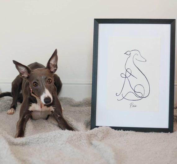 Personalised Whippet Print Minimalist Whippet Line Art Print | Etsy UK