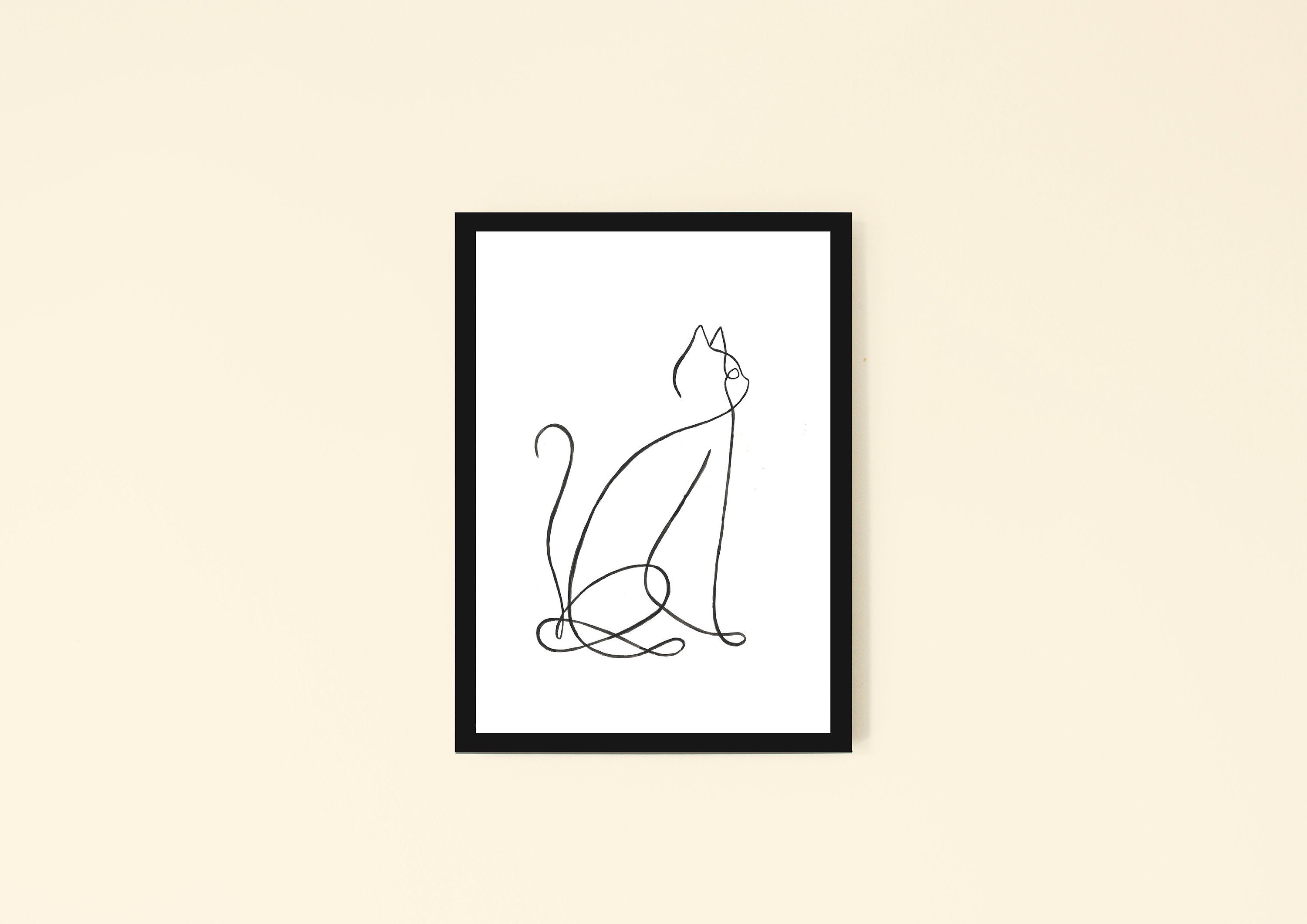Personalised Cat Print Minimalist Cat Line Art Print Cat Pet - Etsy Sweden
